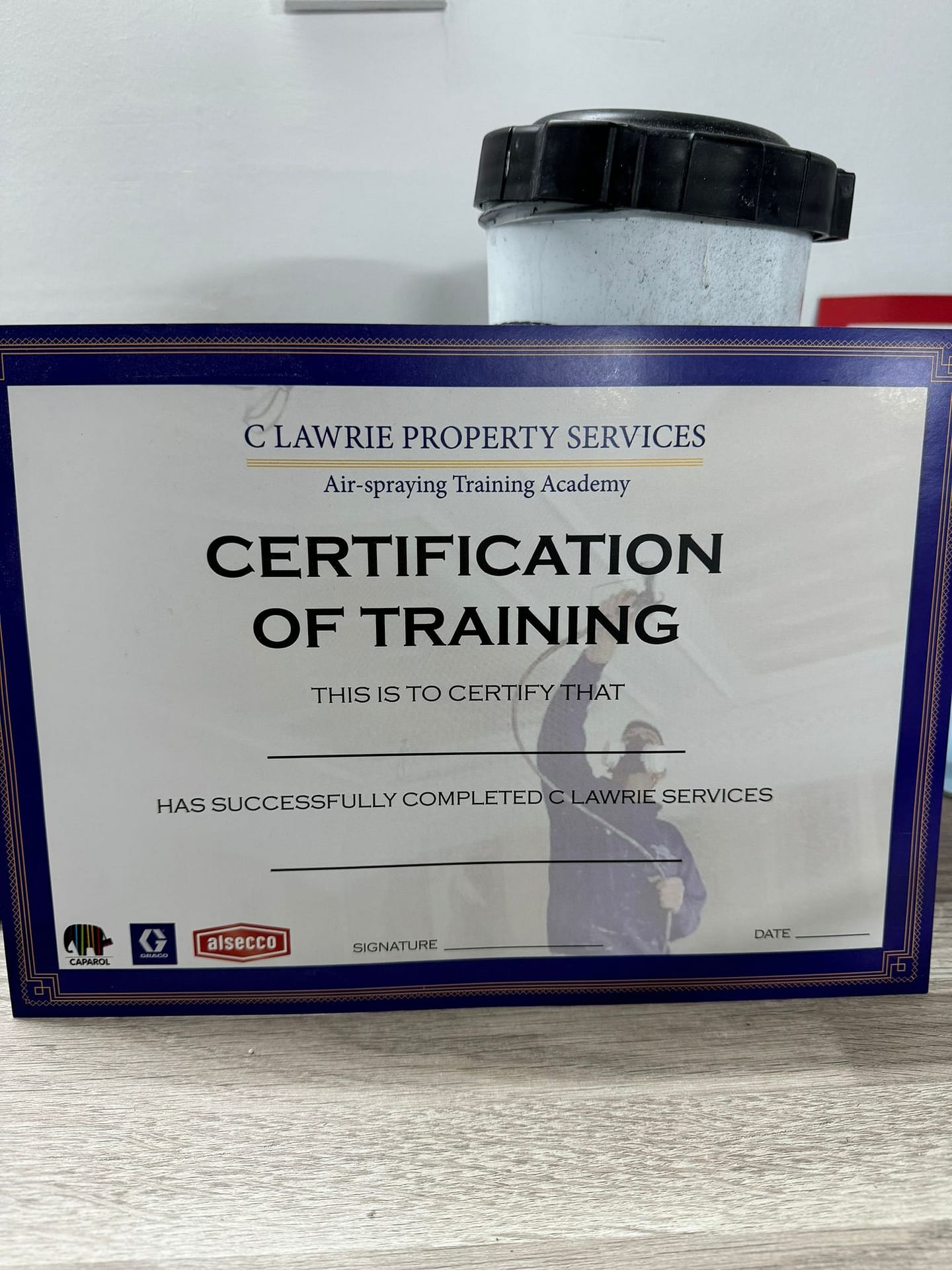 spraying certificates