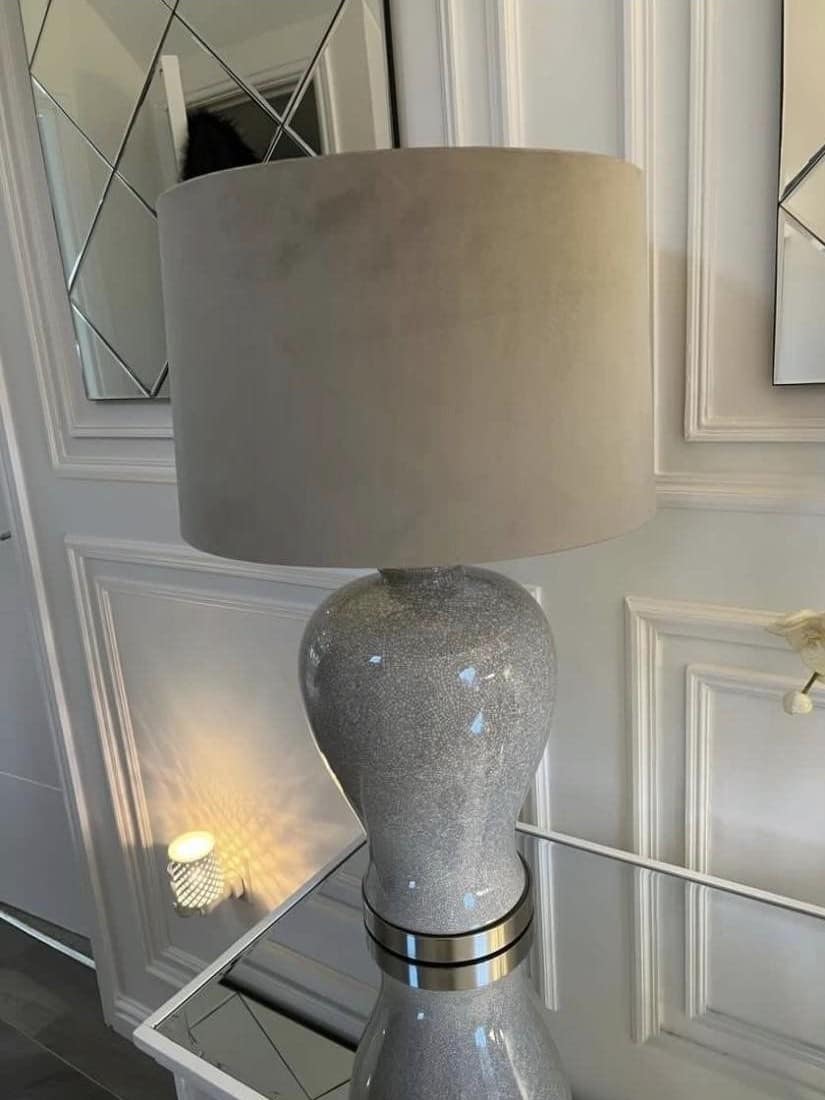 Hadley Ceramic Table Lamp With Grey Shade - Morando